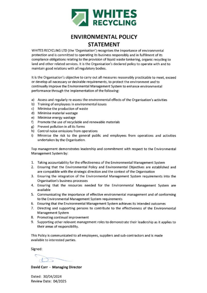 Permits and Accreditation - Whites Recycling